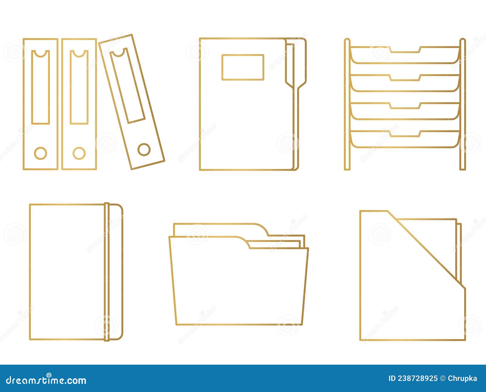 Set of Golden Icons for Documents Storage in the Office Stock Vector ...