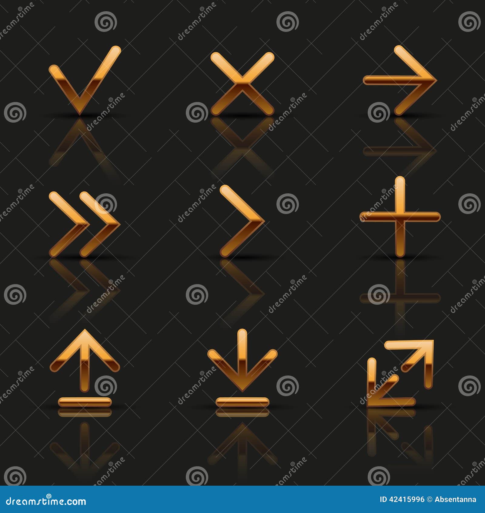 Set of golden icons stock vector. Illustration of universal - 42415996