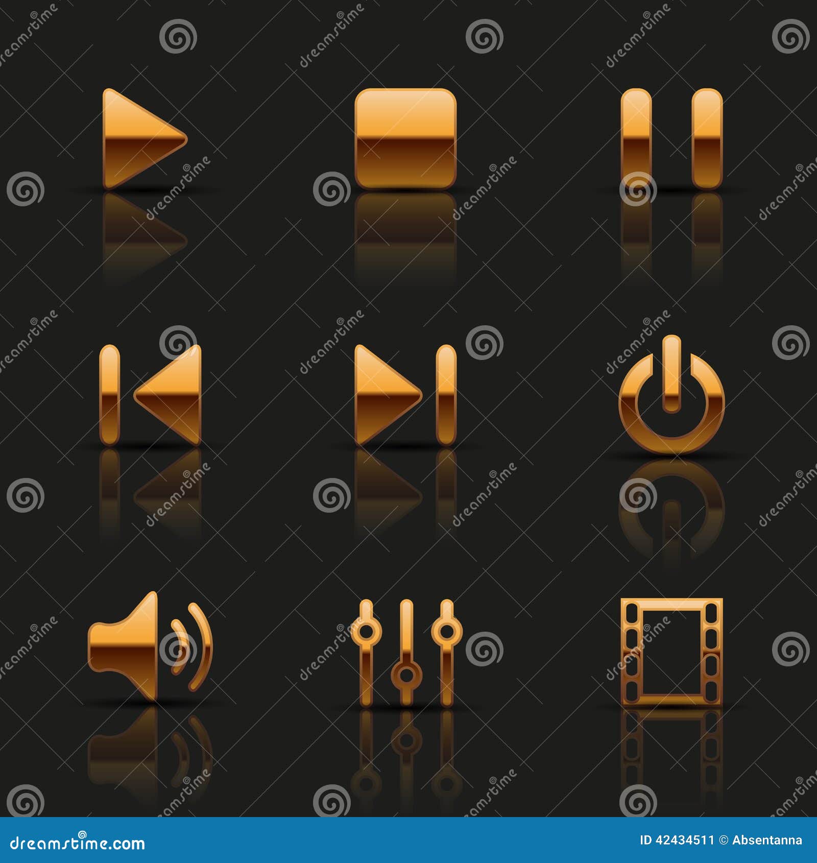 Set of golden icons stock vector. Illustration of speaker - 42434511