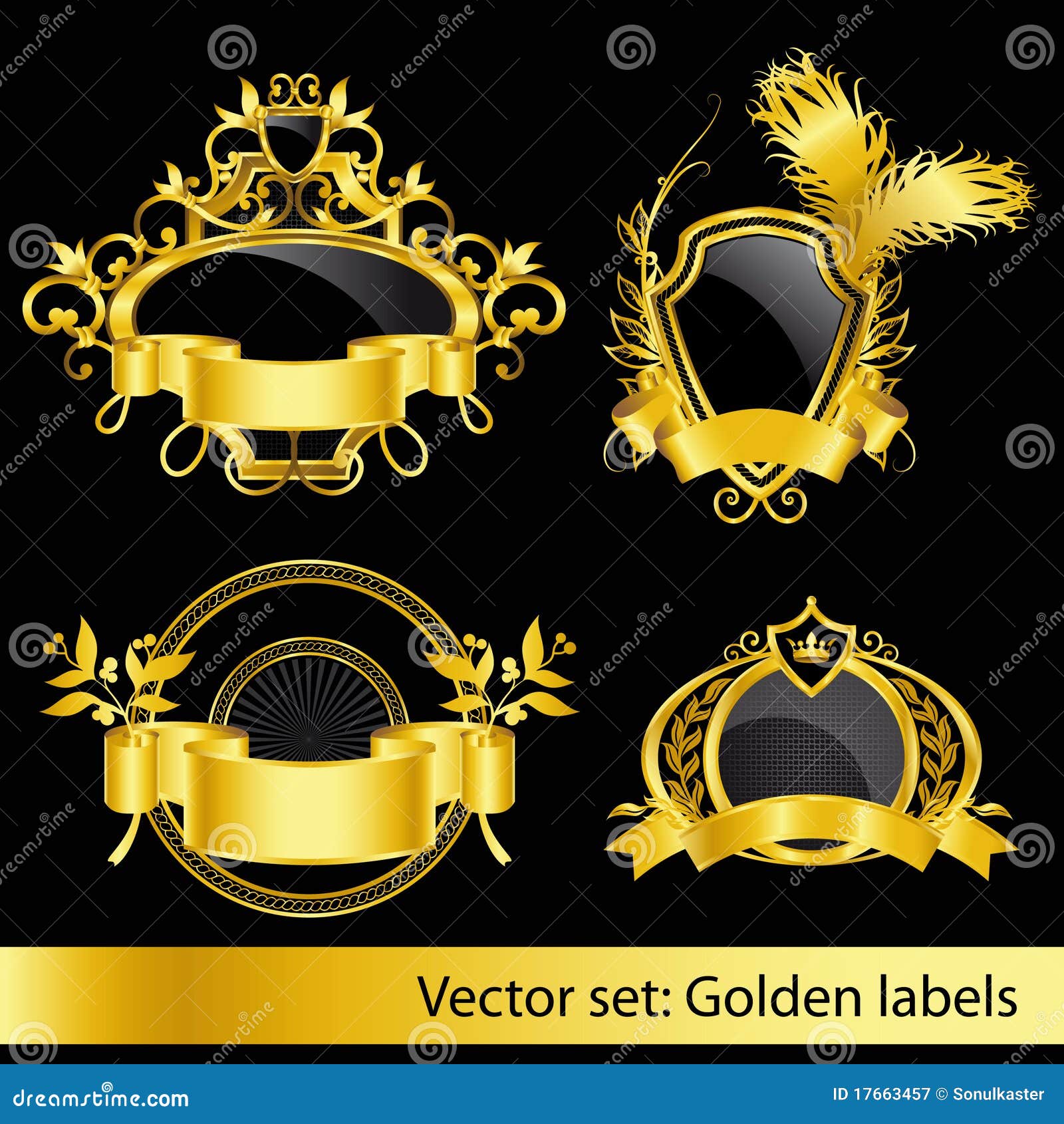 Set of the golden labels stock vector. Illustration of antique - 17663457 Set of the golden labels stock vector. Illustration of antique - 17663457