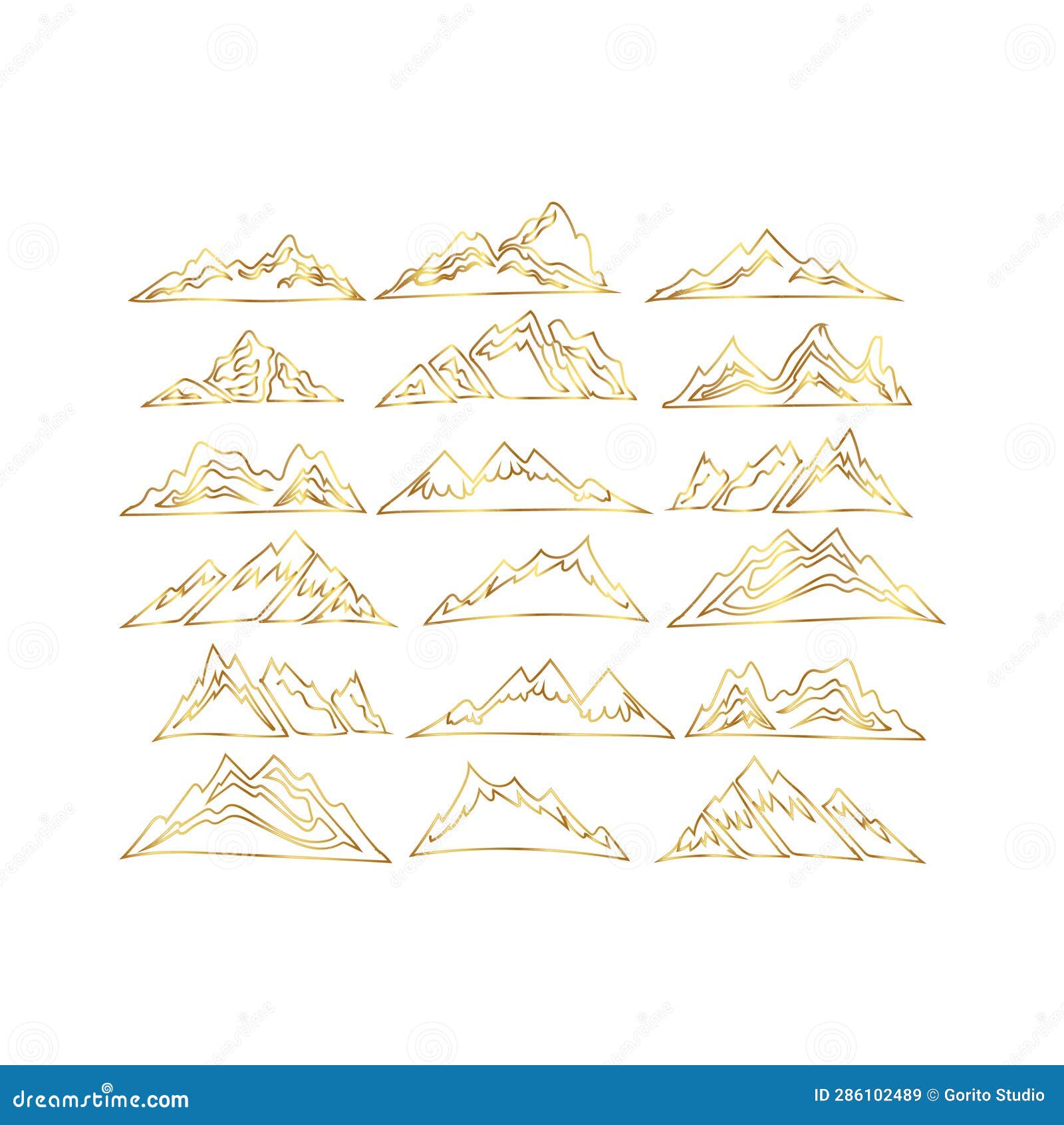 Set of Golden Mountain Icons Stock Vector - Illustration of icons ...