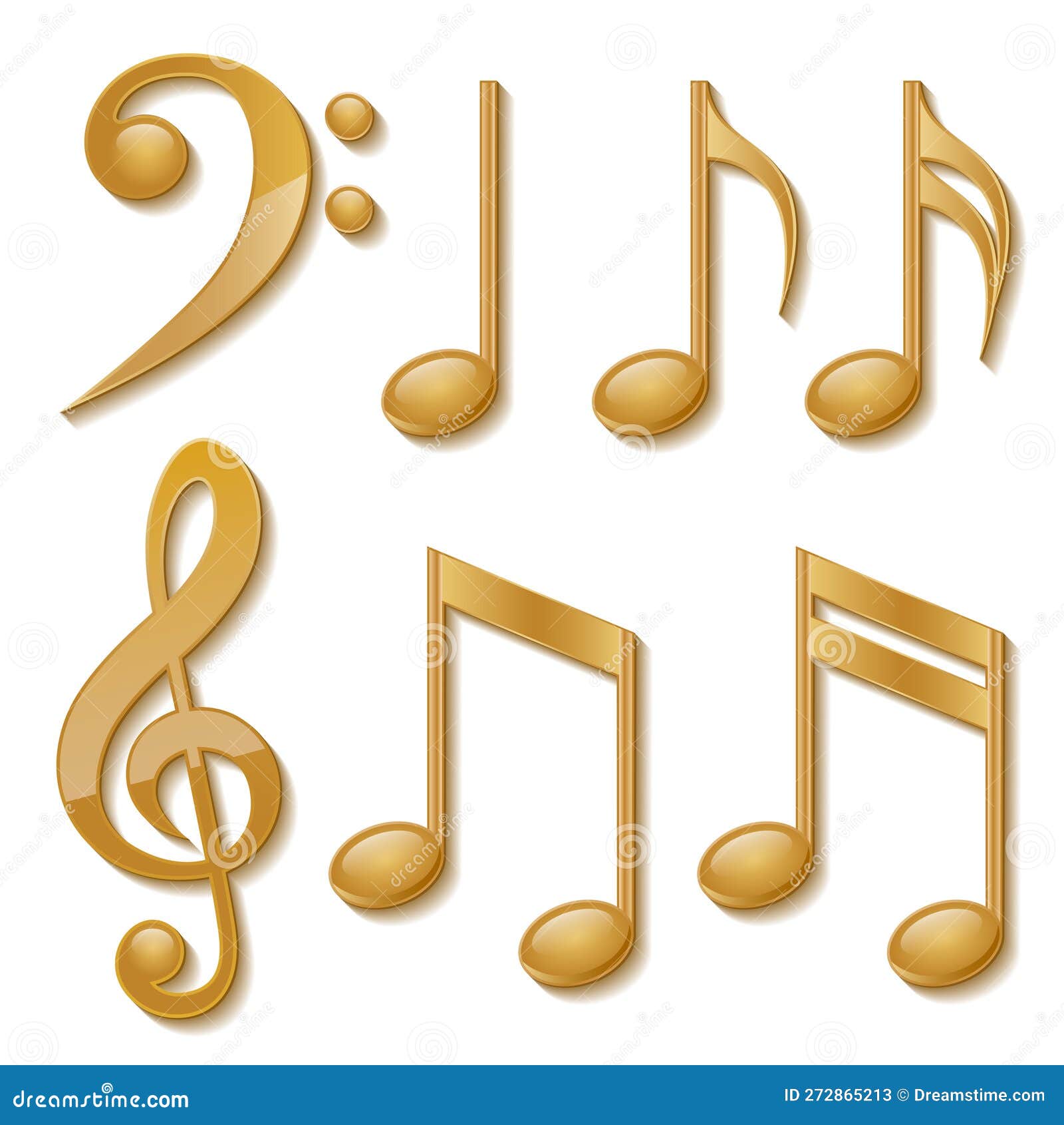 Set of Golden Musical Notes Stock Vector - Illustration of design ...