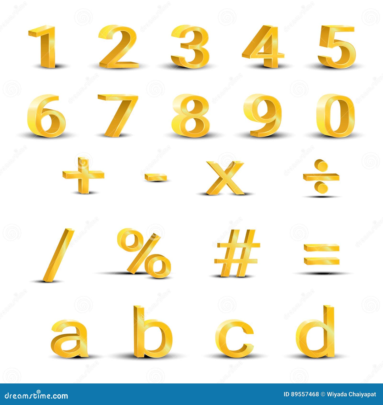 Set of golden numbers stock illustration. Illustration of abstract ...