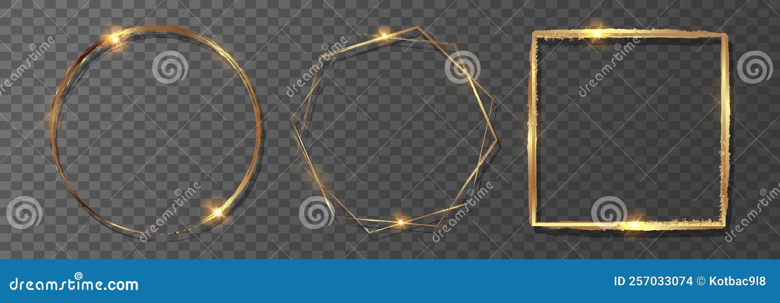 Set of Golden Realistic Frames. Shiny Borders. Stock Vector ...