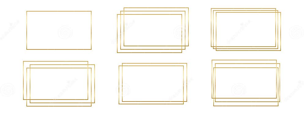 Set of Golden Rectangle Frames. Shiny Rectangular Borders, Glowy ...