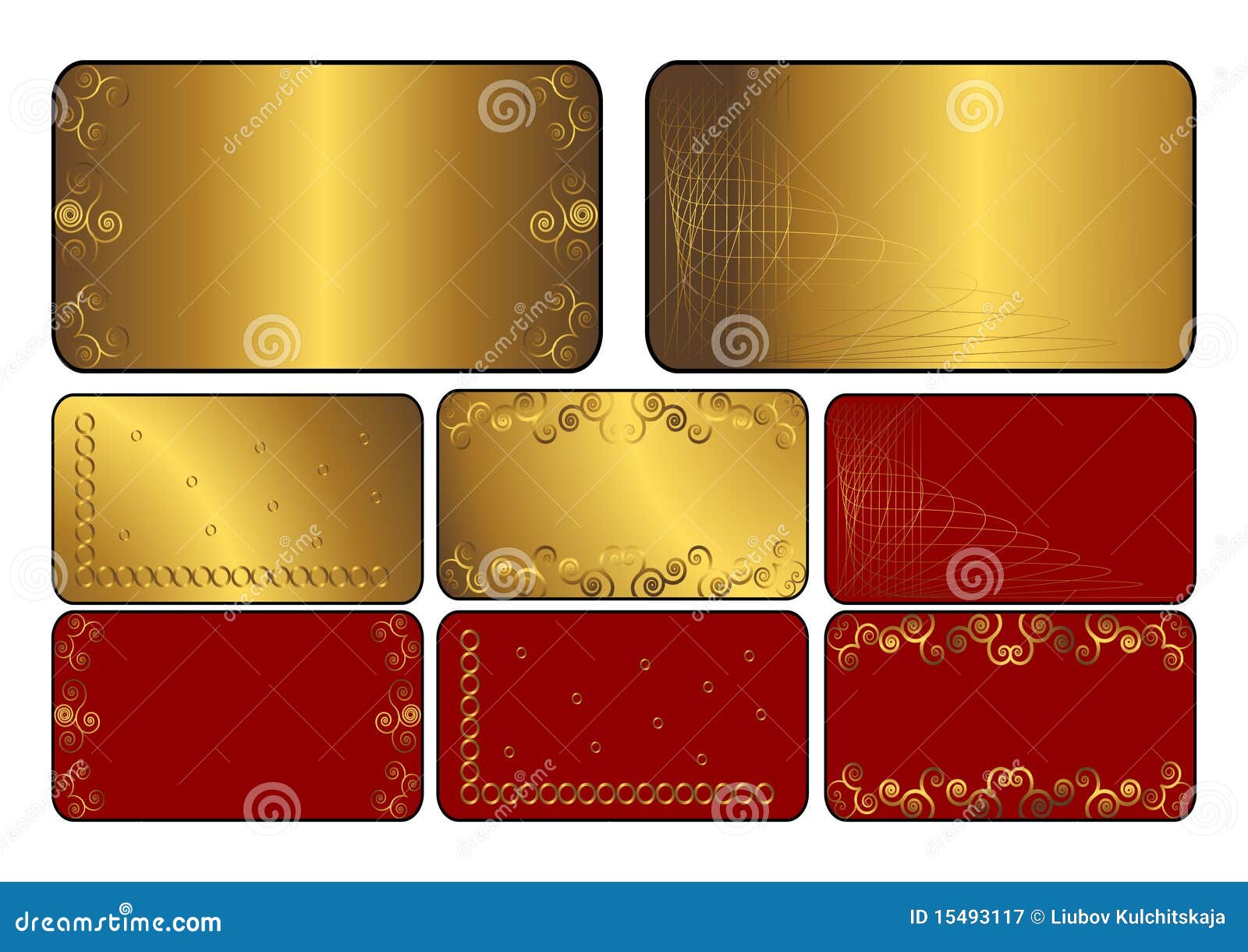 Set of Golden and Red Cards. Vector. Stock Vector - Illustration of ...