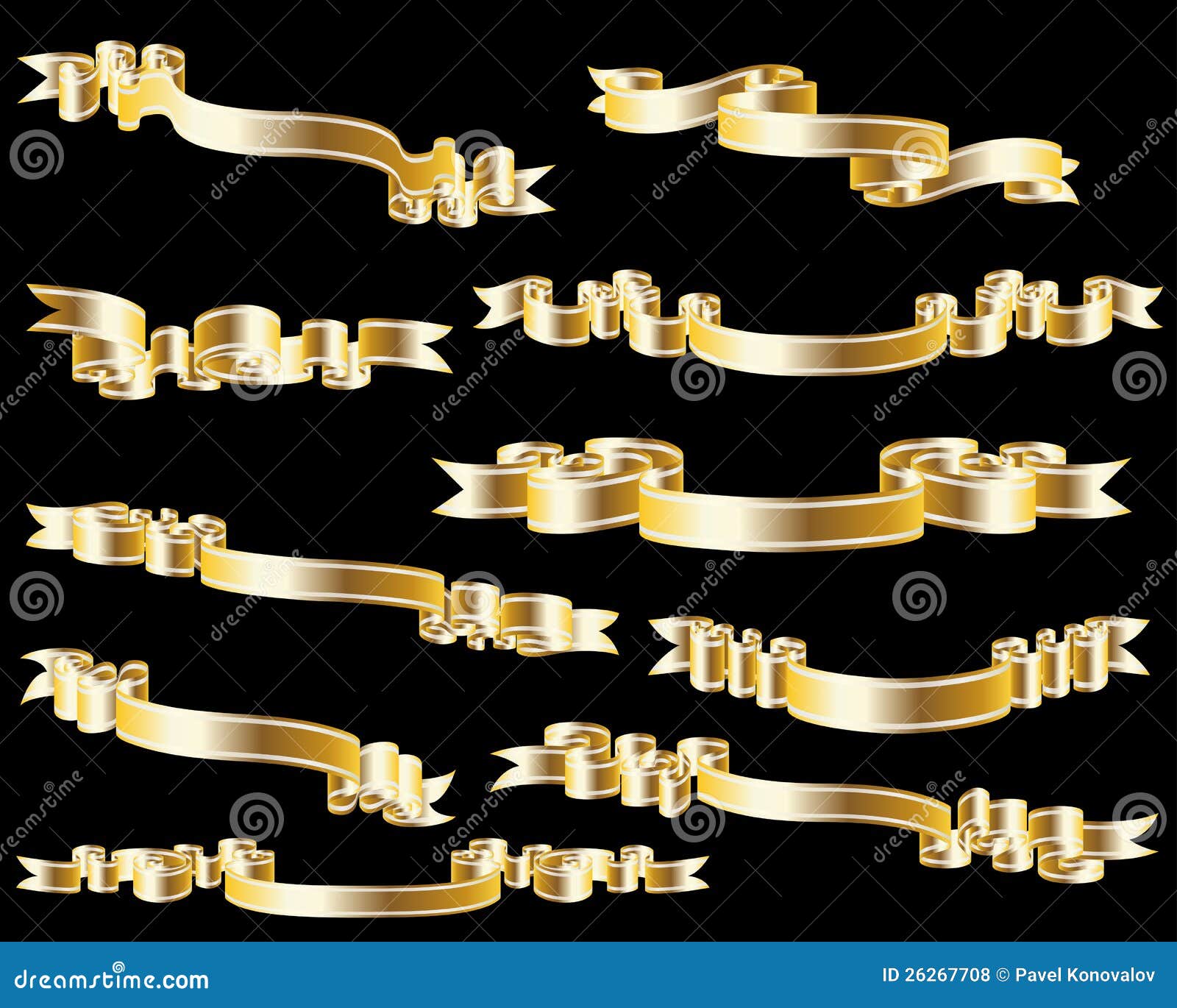 Set of golden ribbon stock vector. Illustration of gold - 26267708