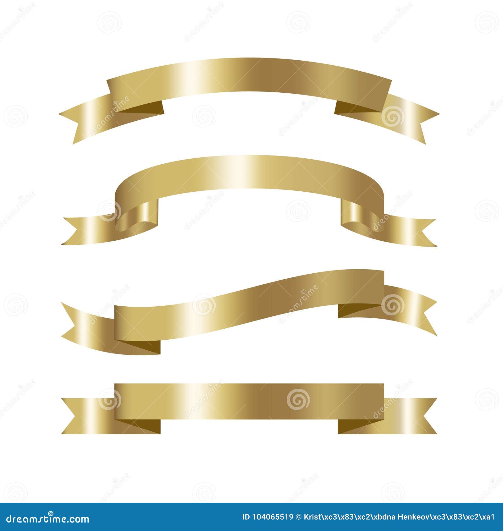 Set of Golden Ribbon Collection 3d Effect with Place for Text Vector ...