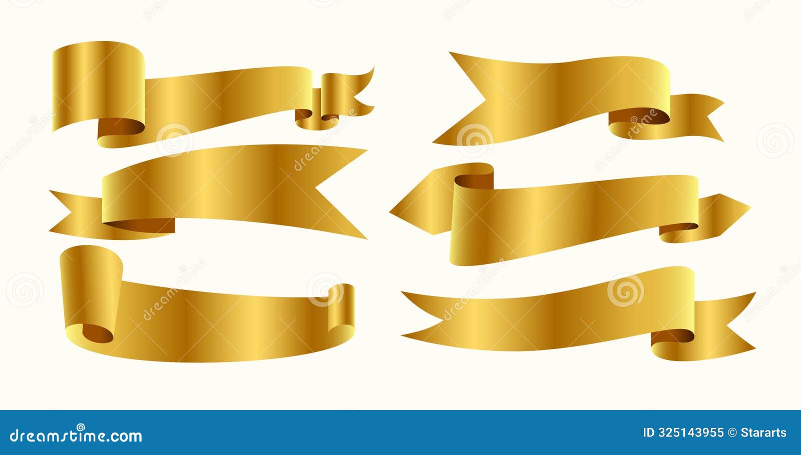 Set of Golden Ribbon Label Banner Design Stock Illustration ...