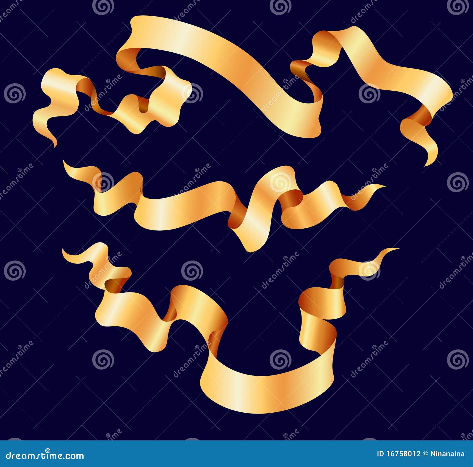 Set of golden ribbons stock vector. Illustration of flourishes - 16758012