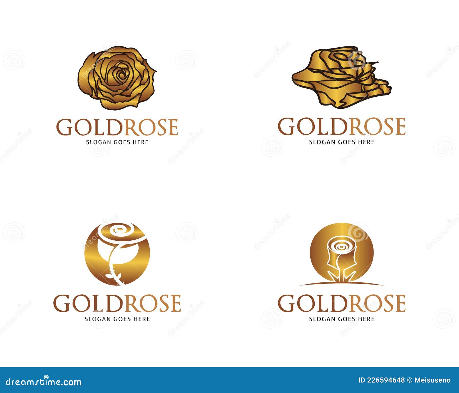 Set of Golden Rose Vector Logo Design Template Stock Vector ...