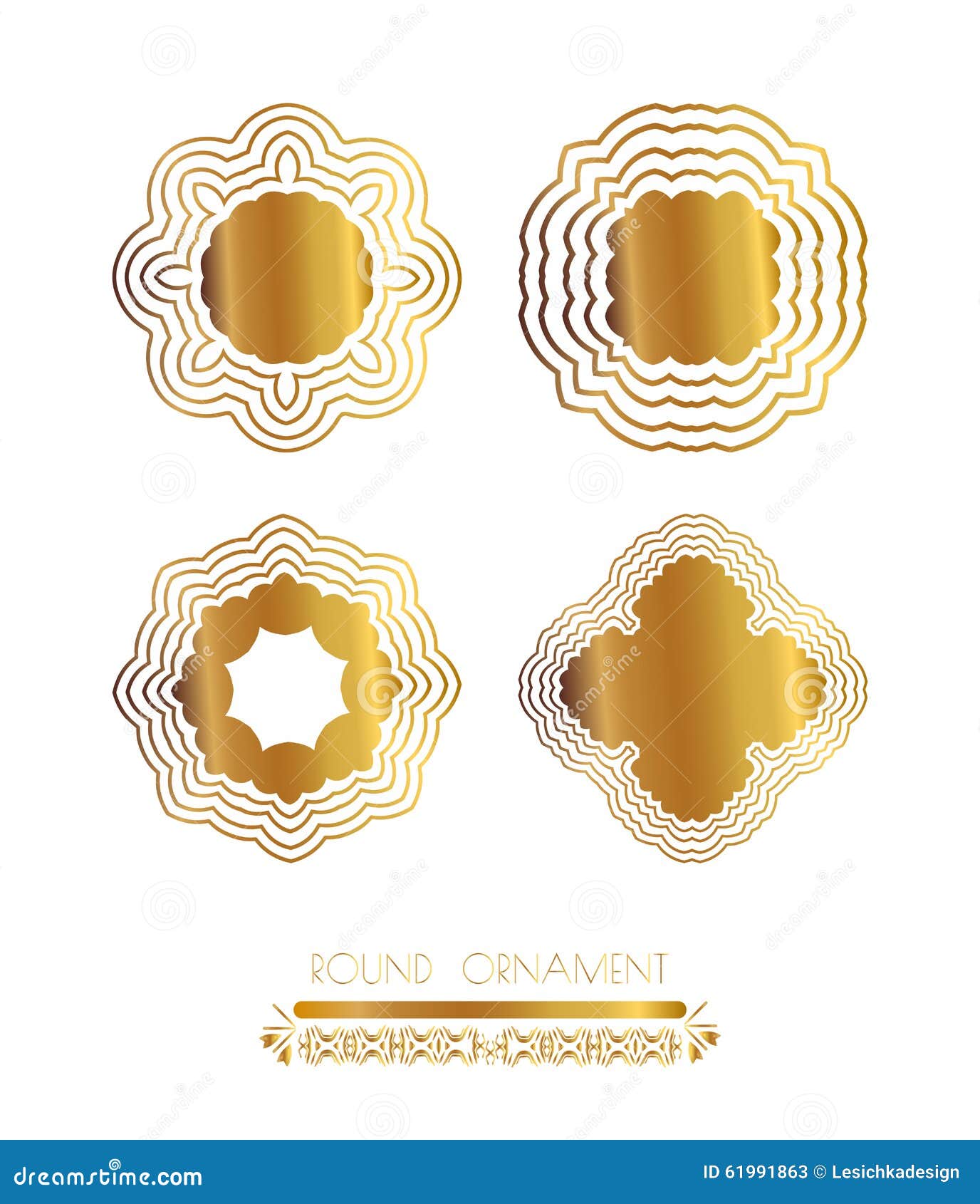 Set of Golden Round Frames. Stock Vector - Illustration of beauty, card ...