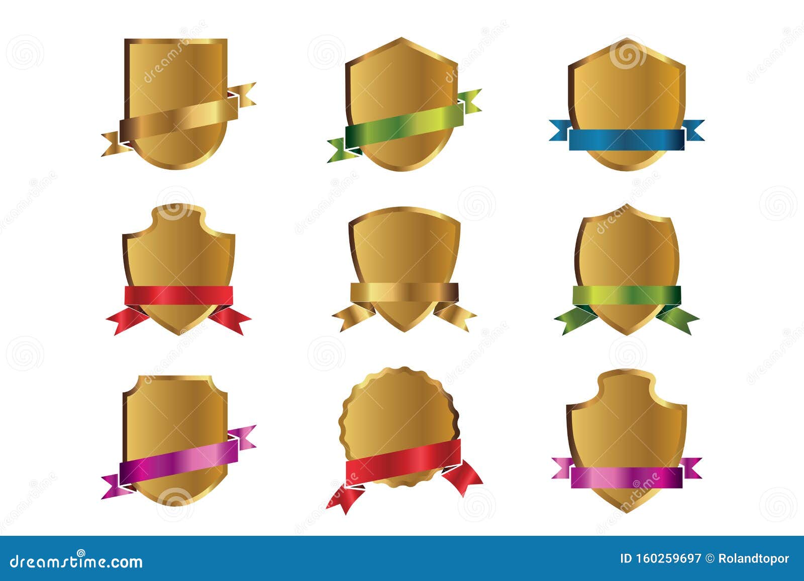 Set of Golden Shields. Vector Illustration Stock Illustration ...