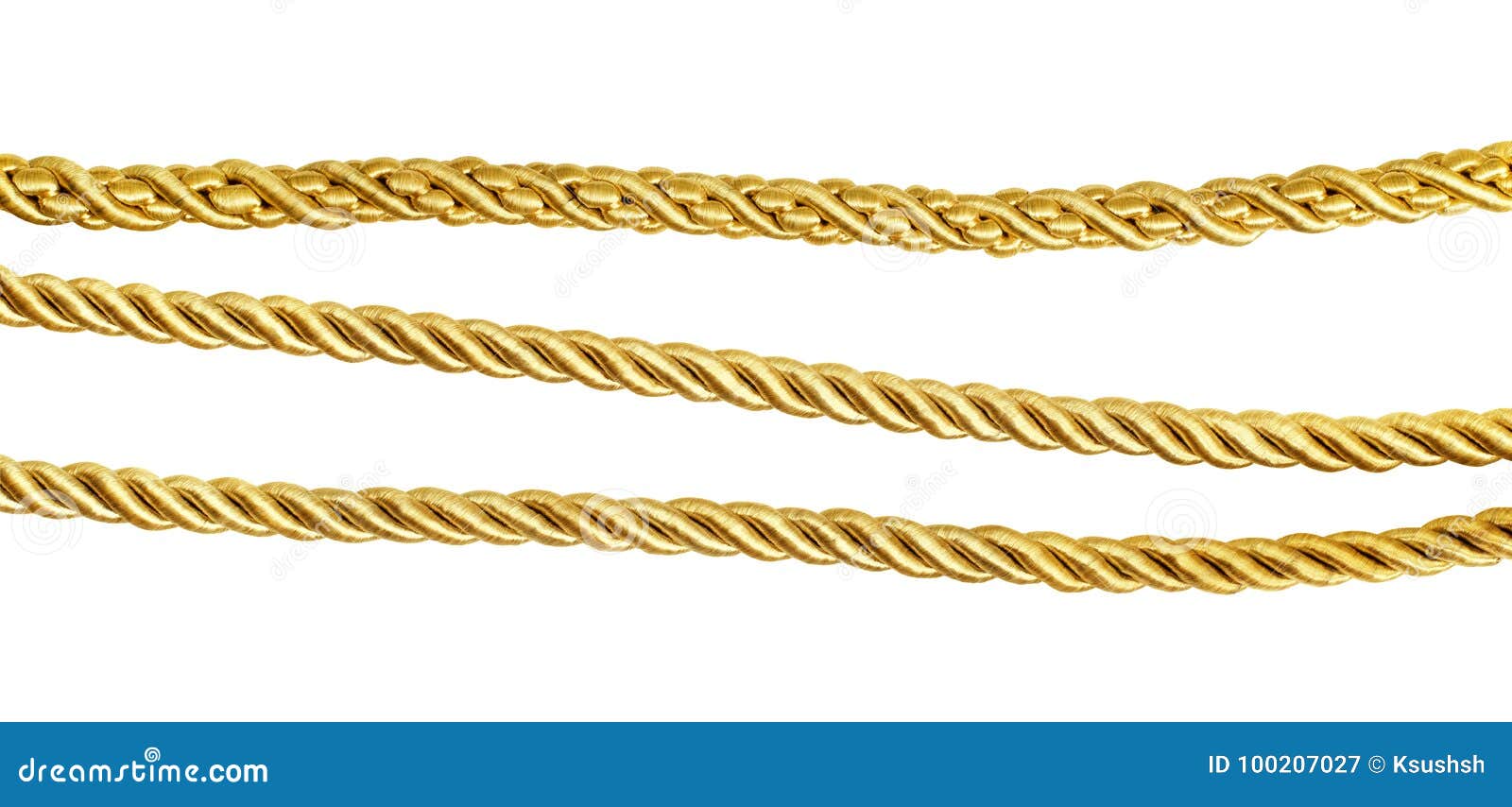 Set of golden silk ropes stock image. Image of aglet - 100207027