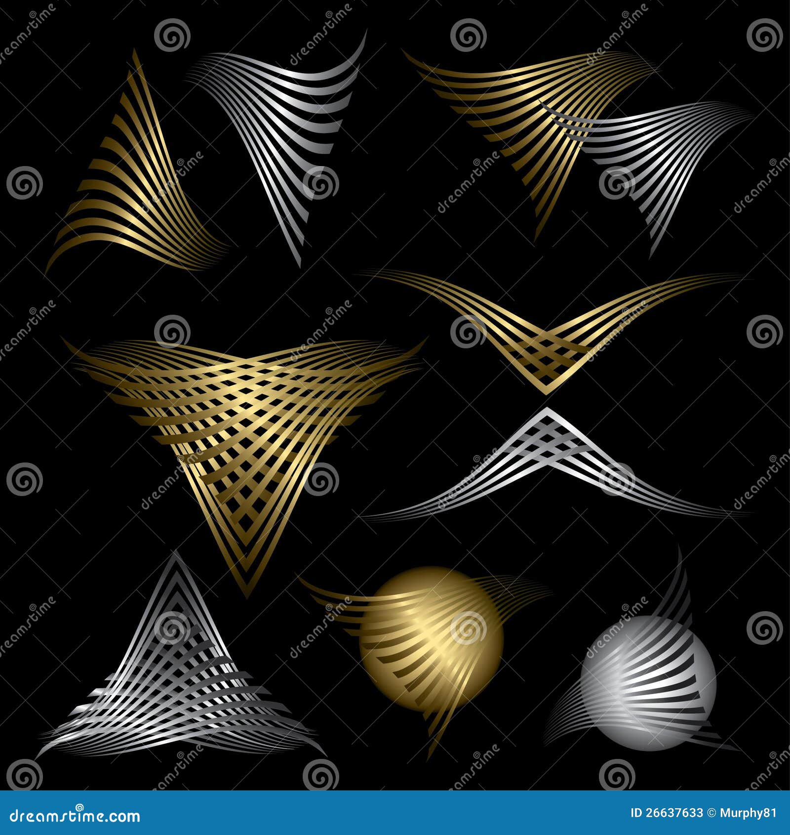 Set of Golden and Silver Abstract Line Symbols Stock Vector ...