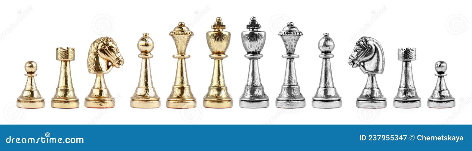 Silver Chess Pieces King And Queen Isolated On Black Background Royalty ...