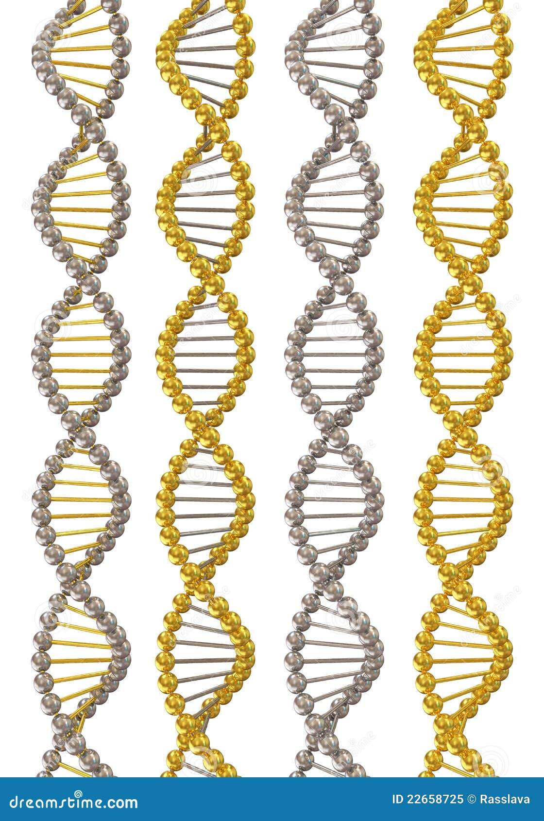 Set of Golden and Silver DNA Isolated on White Bac Stock Illustration ...