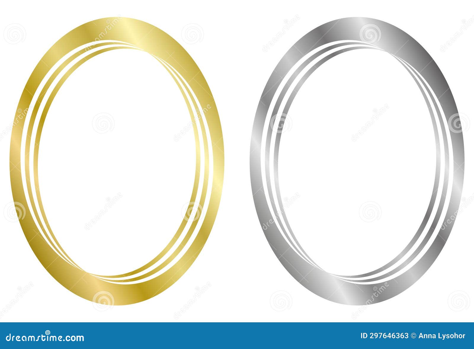 Set of Golden and Silver Frames Stock Vector - Illustration of metal ...
