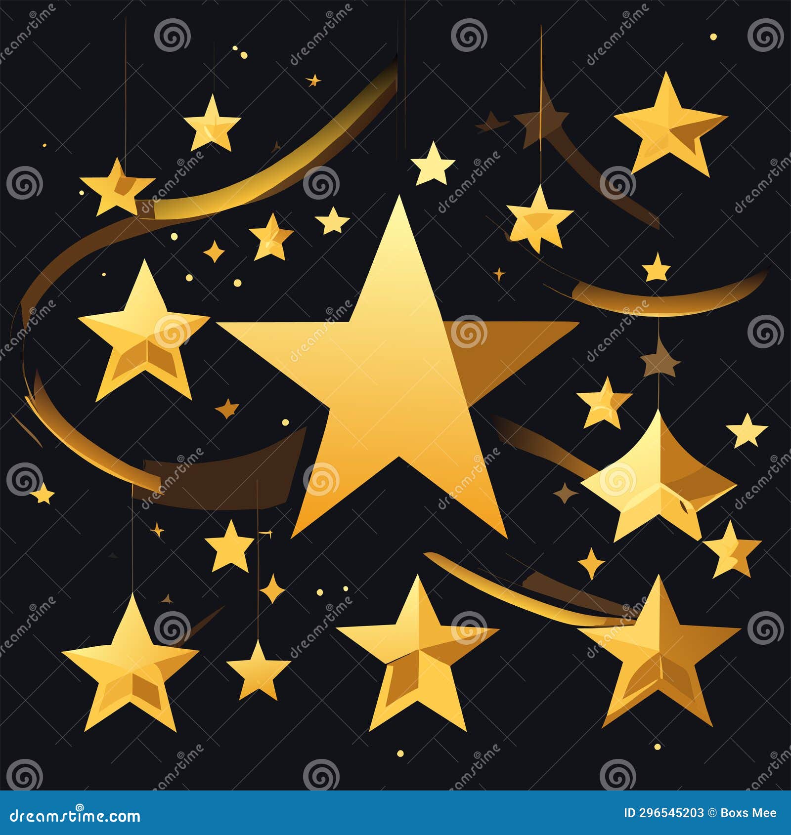 Set Of Golden Stars On Black Background Vector Illustration For Your