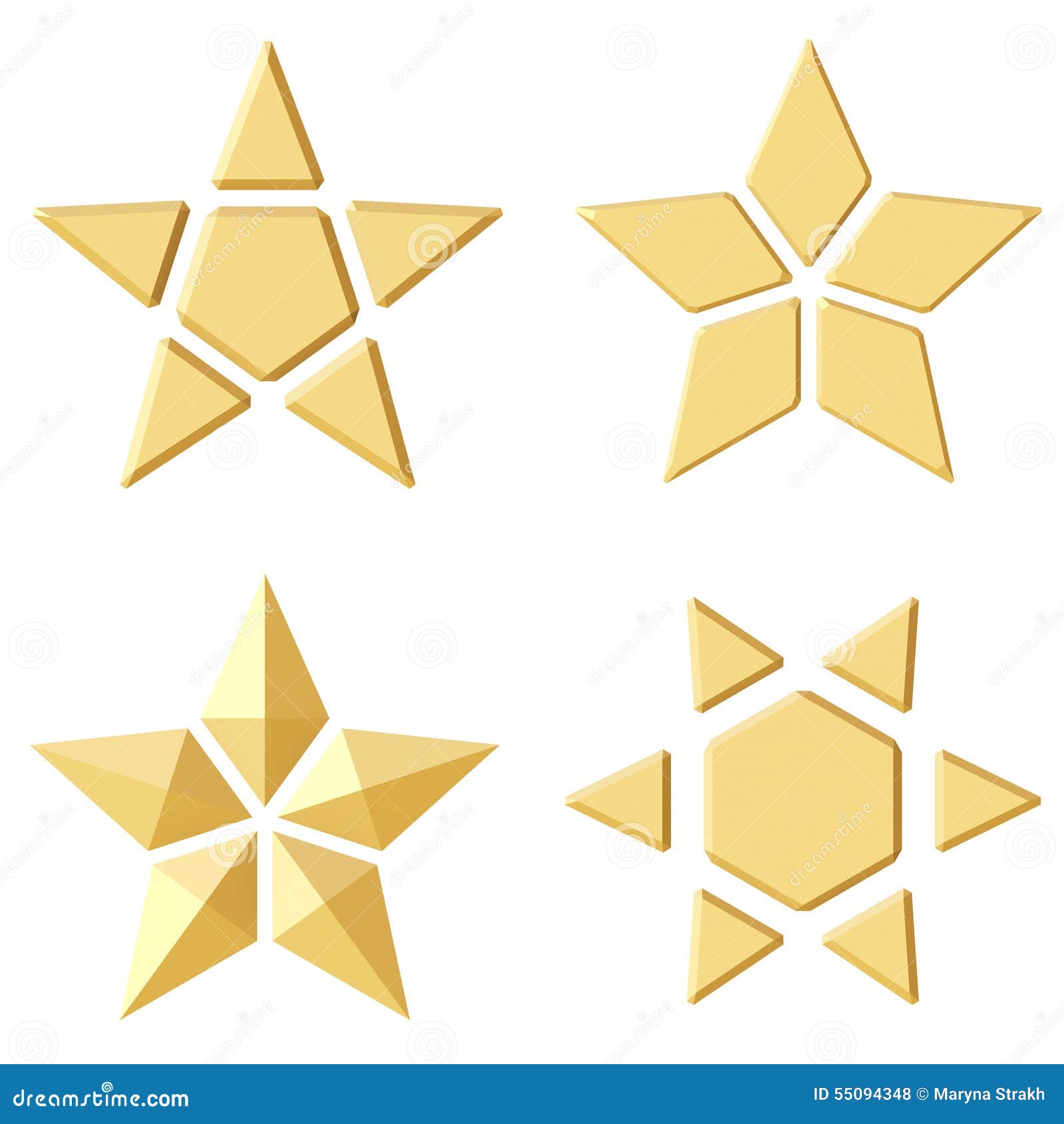 Set of 4 Golden Stars. Different Angles Stock Illustration ...