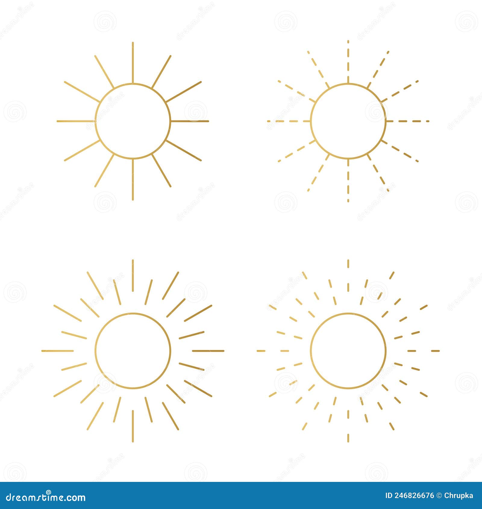 Set of golden sunburst stock vector. Illustration of collection - 246826676