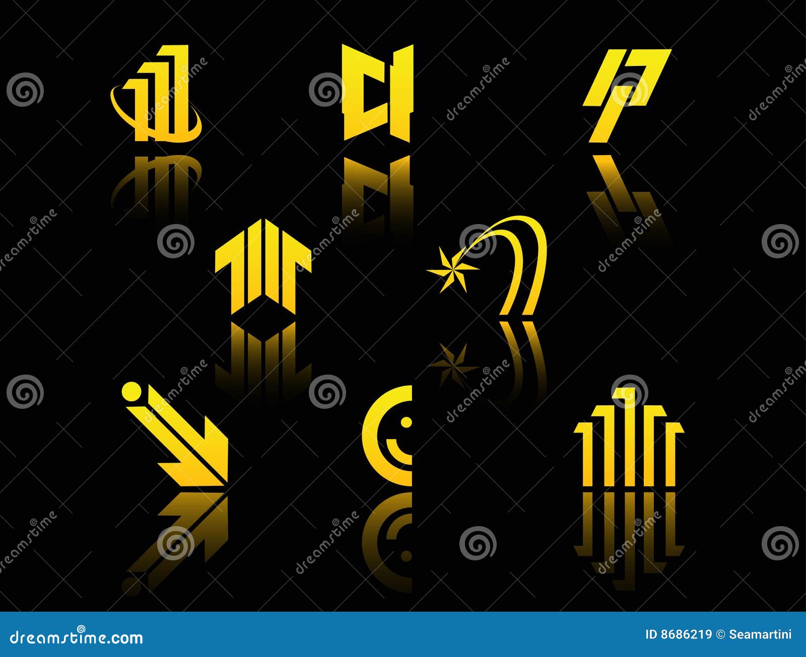 Set of golden symbols stock vector. Illustration of collection - 8686219