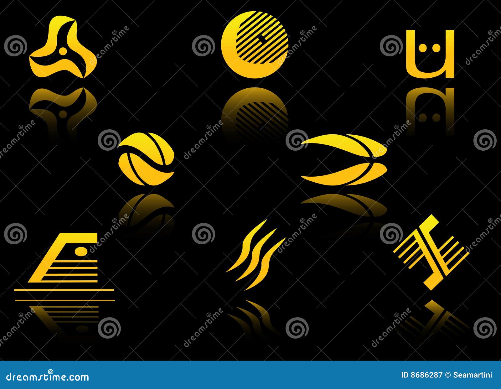 Set of golden symbols stock vector. Illustration of ellipse - 8686287