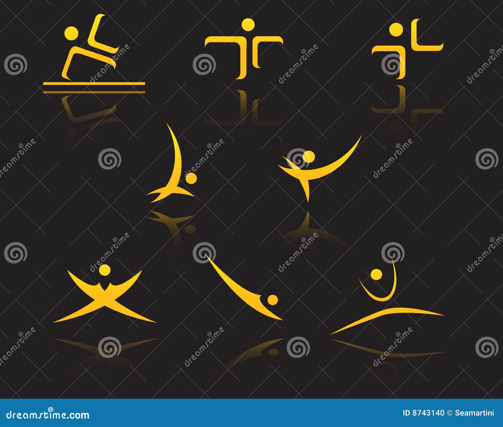 Set of golden symbols stock vector. Illustration of reflection - 8743140