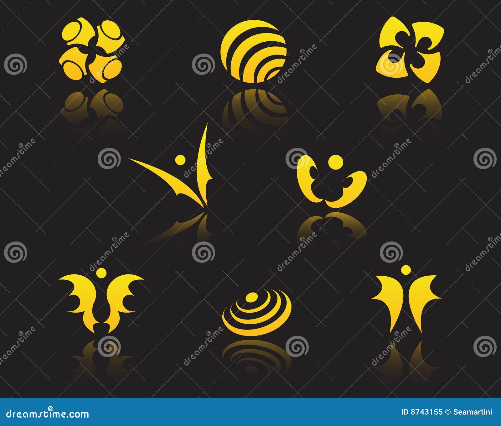 Set of golden symbols stock vector. Illustration of decoration - 8743155