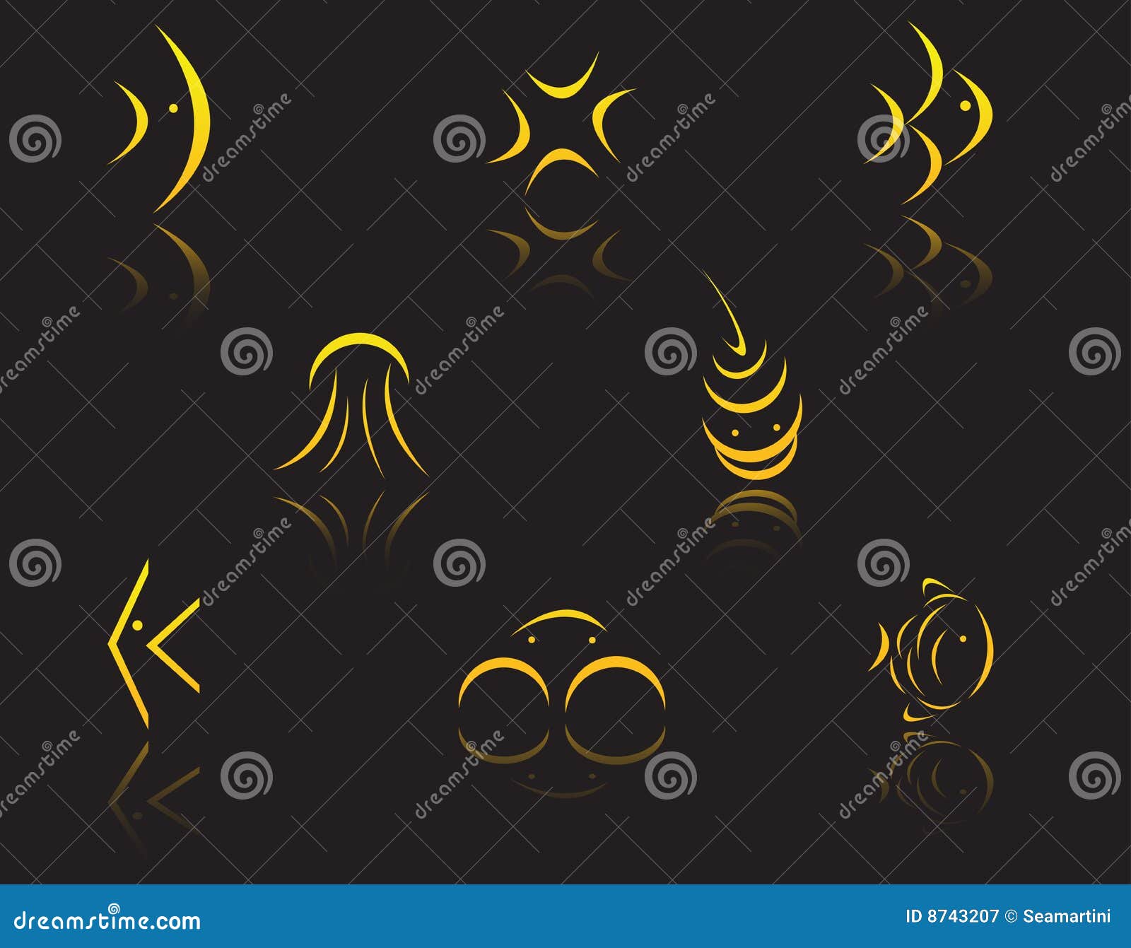 Set of golden symbols stock vector. Illustration of golden - 8743207