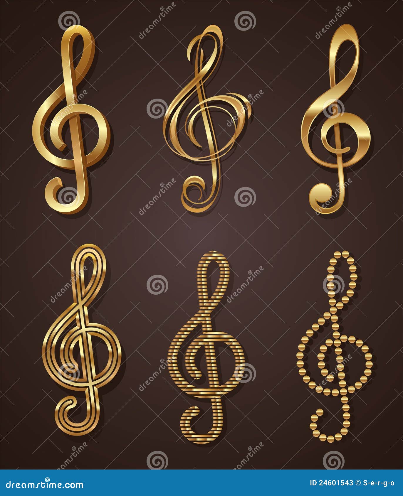 Set of golden treble clef stock vector. Illustration of clefs - 24601543