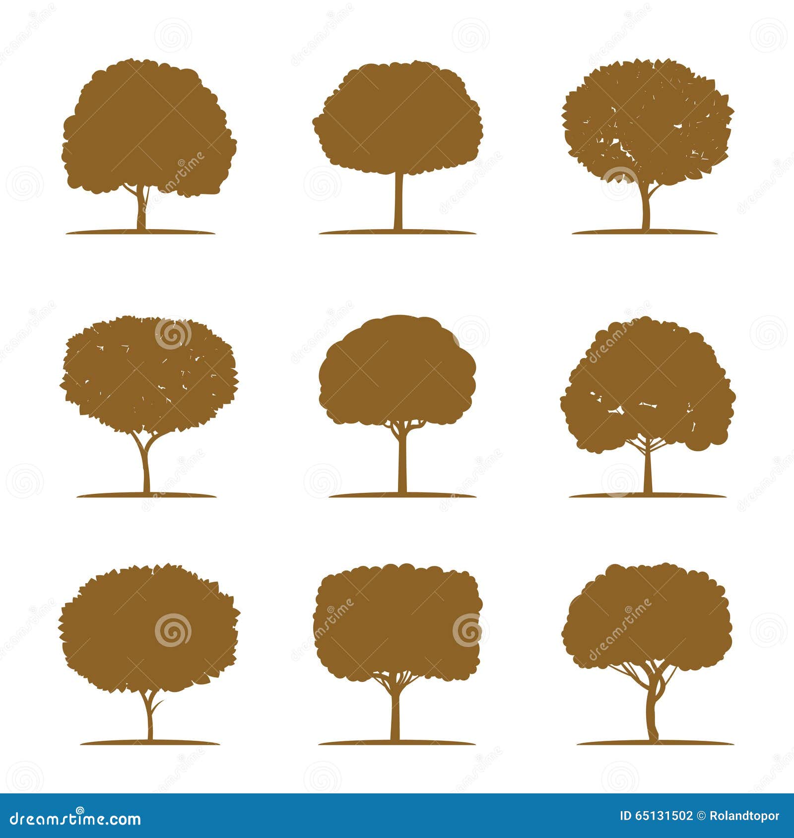 Set of Golden Trees. Vector Illustration. Stock Illustration ...
