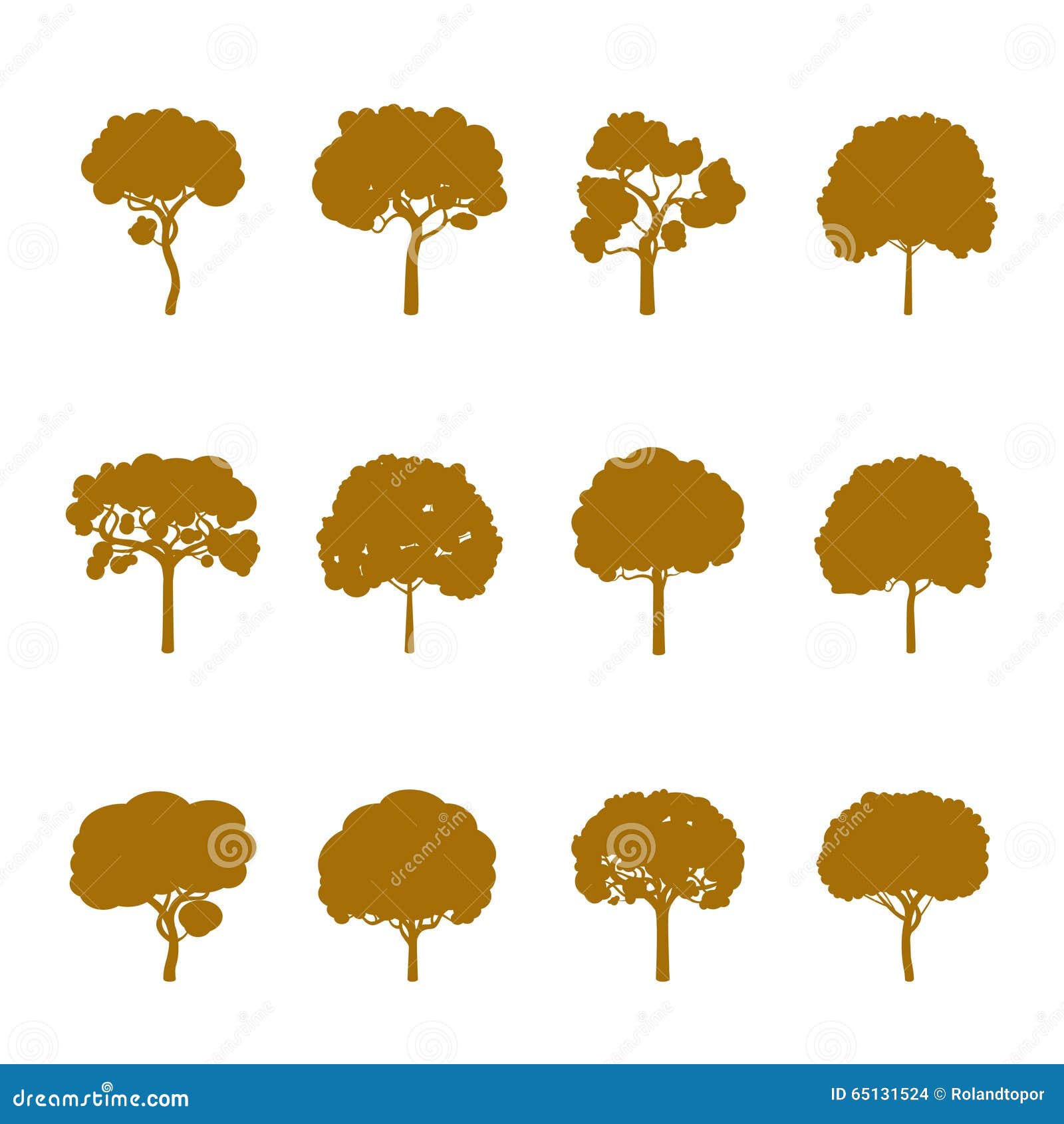 Set of Golden Trees. Vector Illustration. Stock Illustration ...