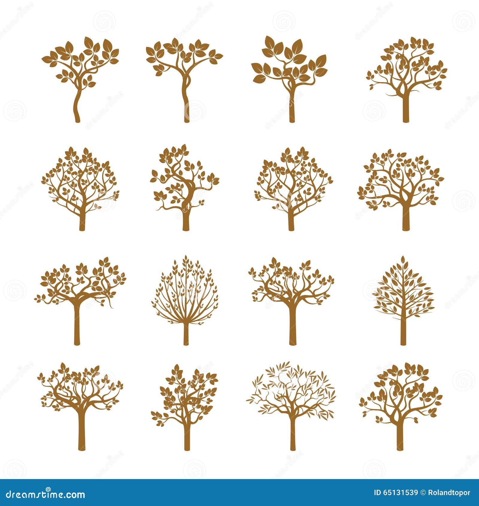 Set of Golden Trees stock illustration. Illustration of contour - 65131539