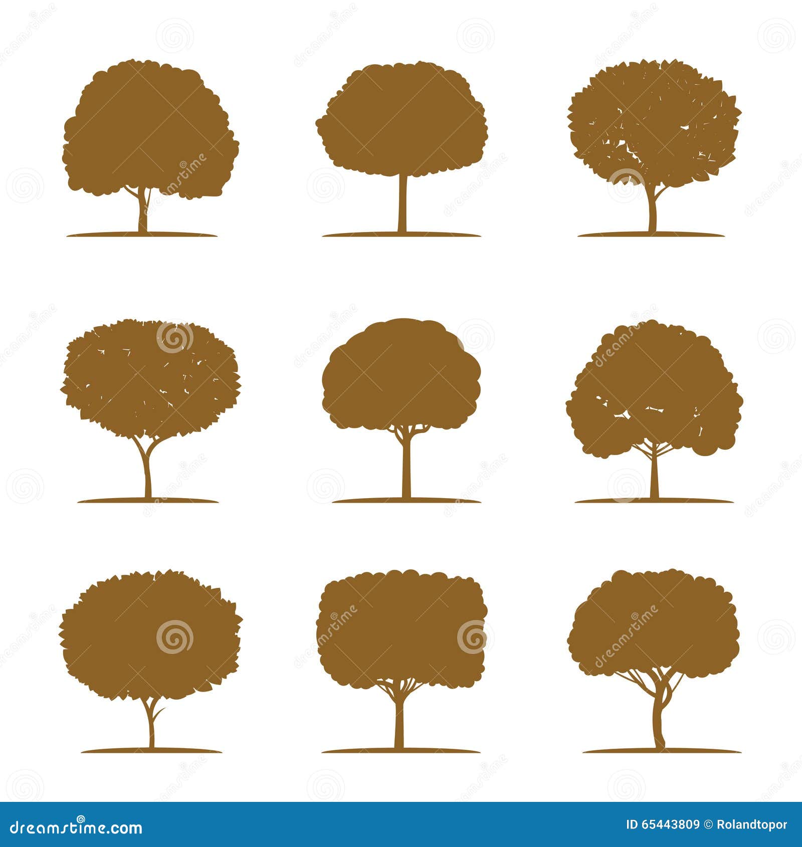 Set of Golden Trees. Vector Illustration. Stock Illustration ...
