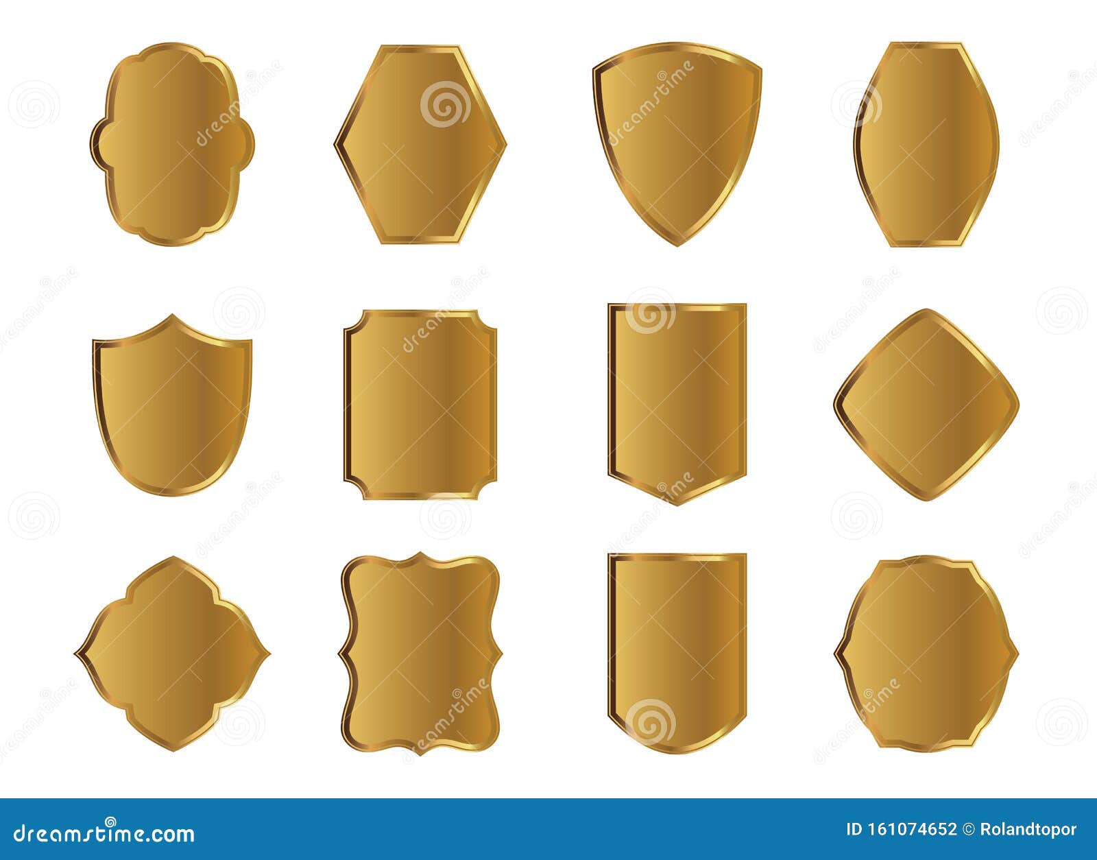 Set of Golden Vector Shields. EPS Outline Illustration Stock ...
