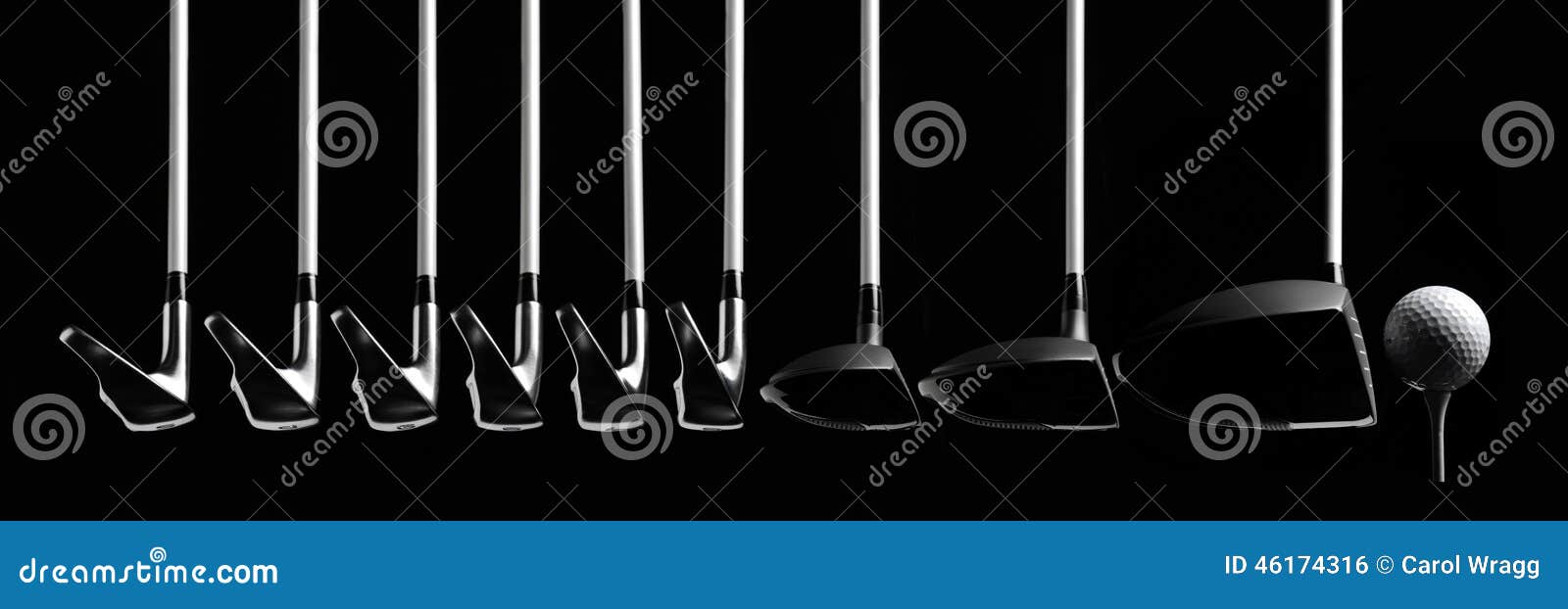 Set of Golf Clubs with a Ball and Tee Stock Photo - Image of golf, line ...
