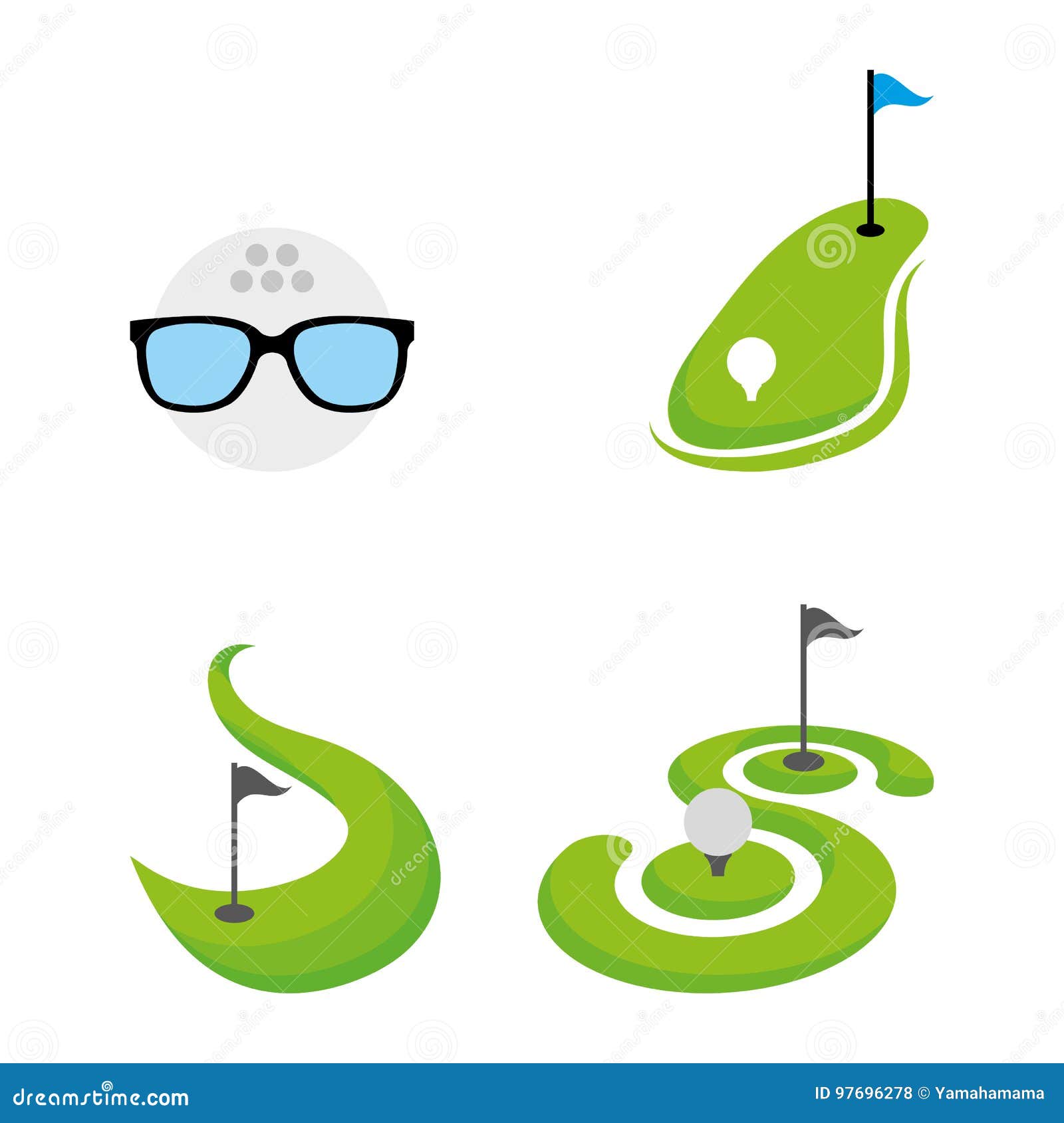 A set of golf icons stock vector. Illustration of grass - 97696278