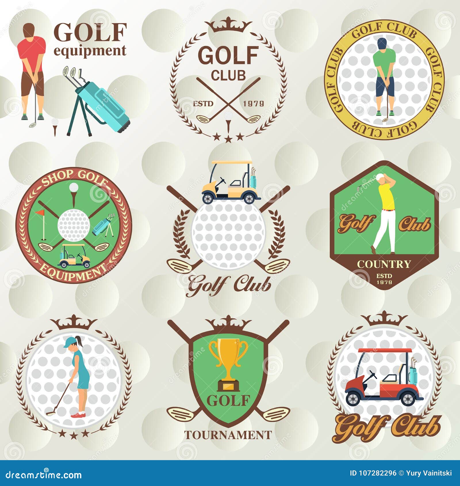 Set of golf labels, badges stock vector. Illustration of golfbag ...