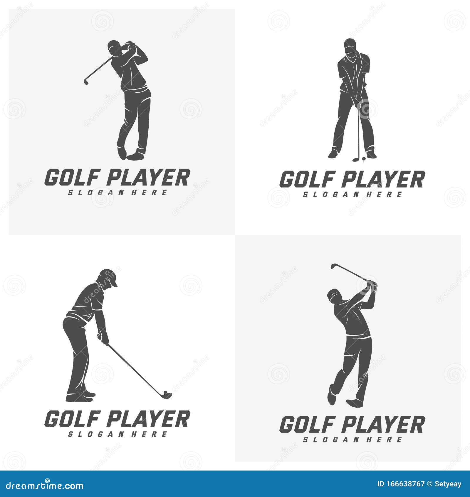 Set of Golf Player Logo Design Vector Template, Vector Label of Golf ...