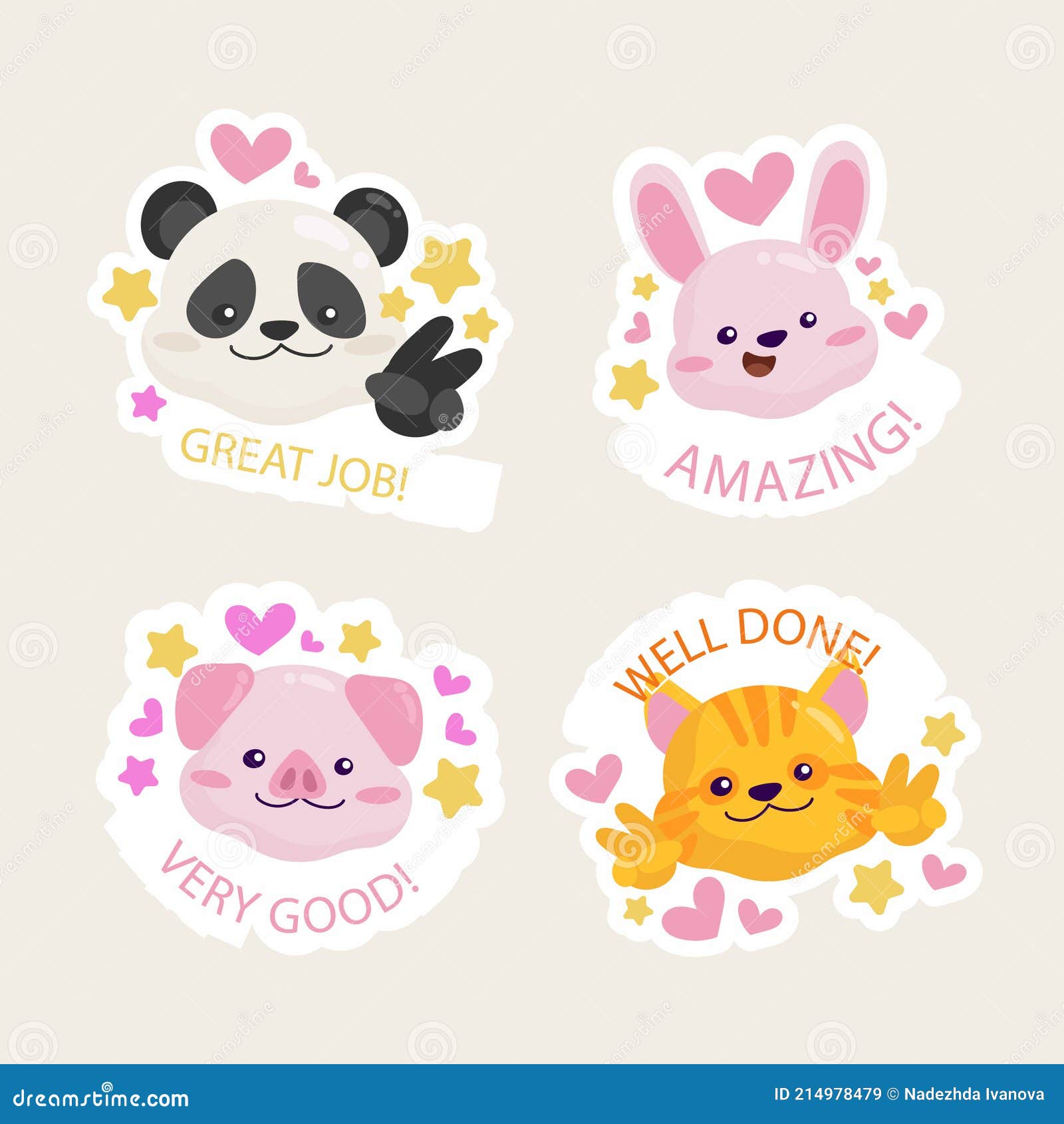 Set of Good Job and Great Job Stickers Vector Illustration. Stock ...