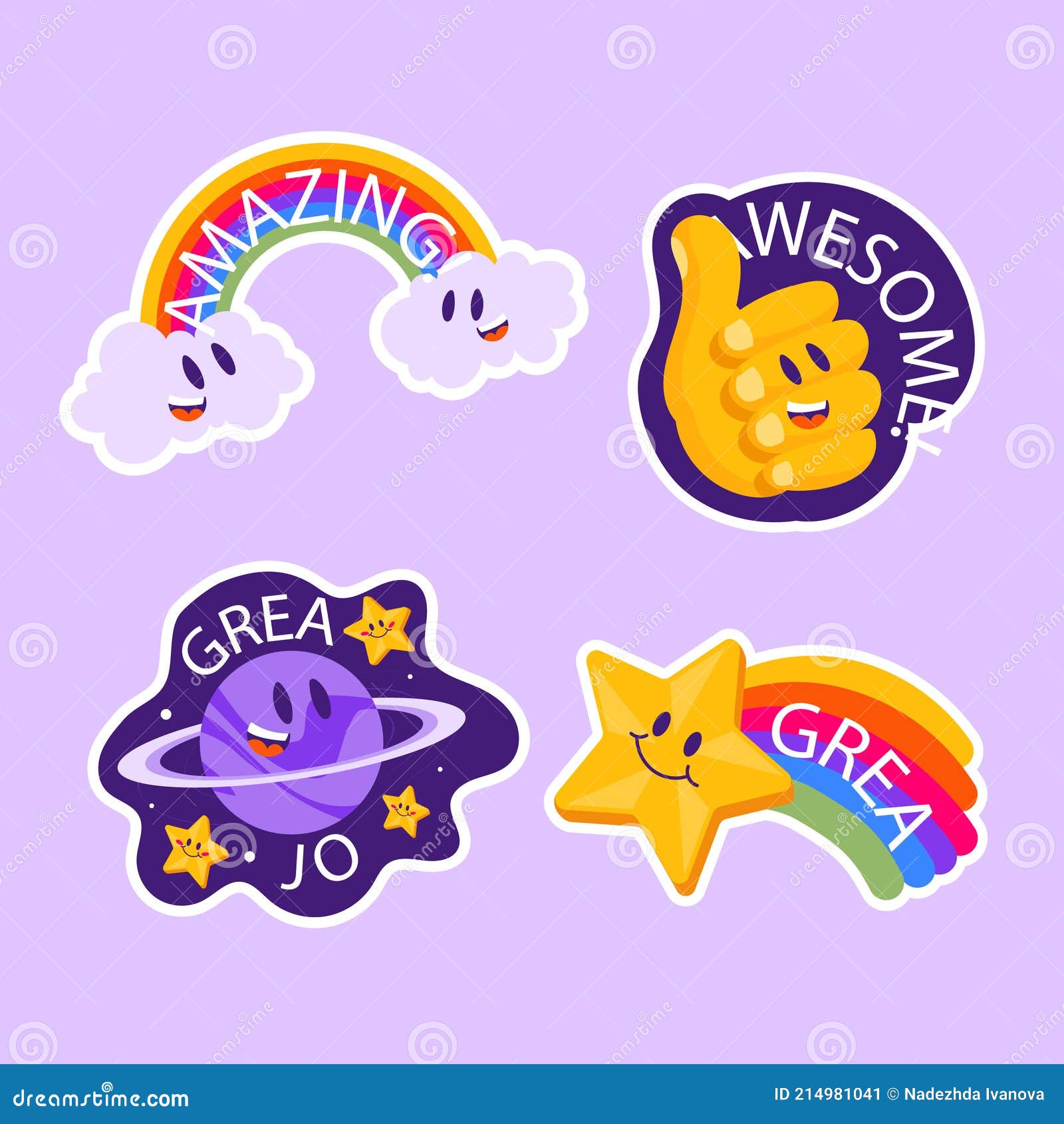 Set of Good Job and Great Job Stickers Vector Illustration. Stock ...