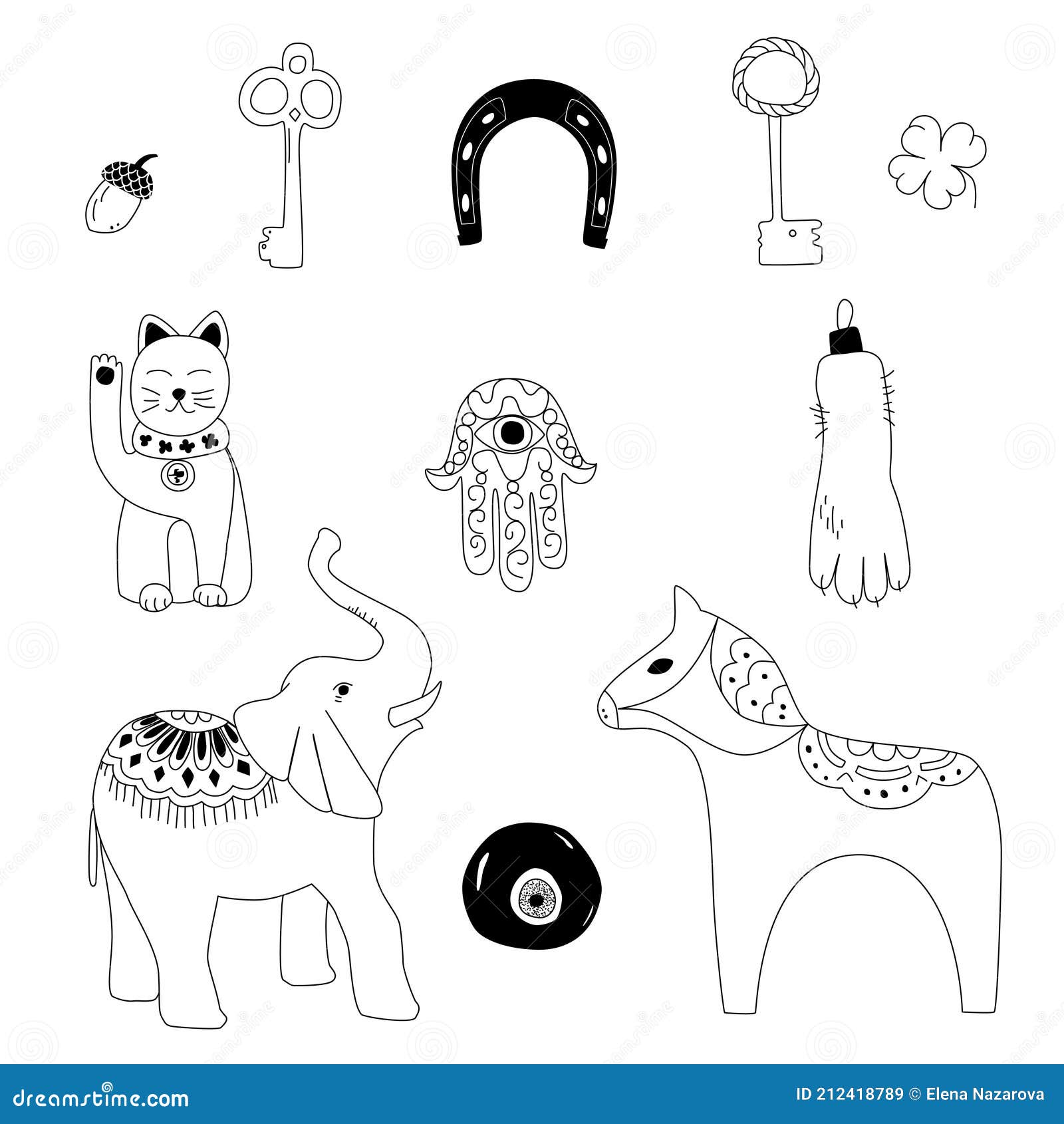 Set of good luck symbols stock vector. Illustration of prosperity ...