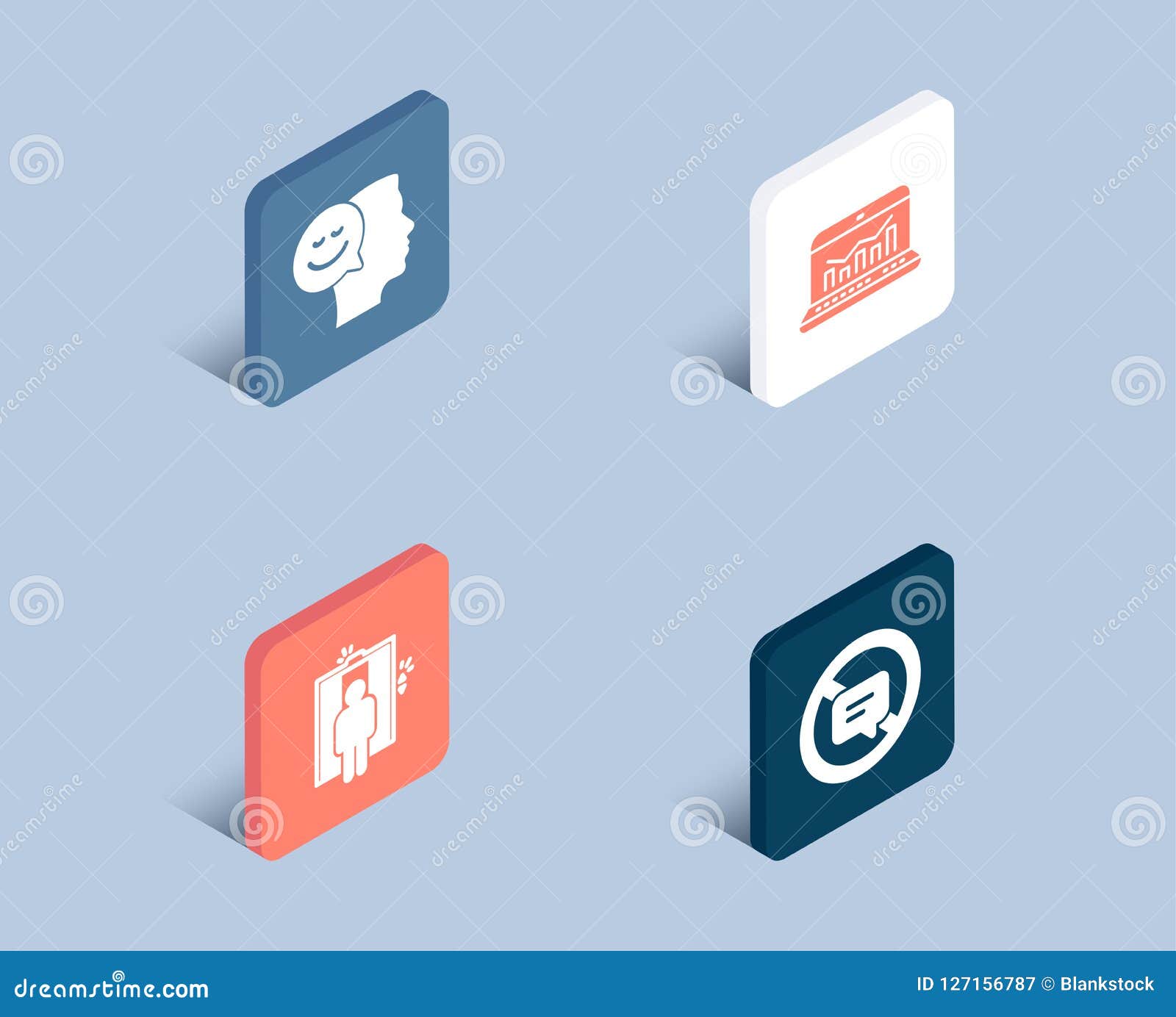 Good Mood, Elevator and Web Analytics Icons. Stop Talking Sign ...