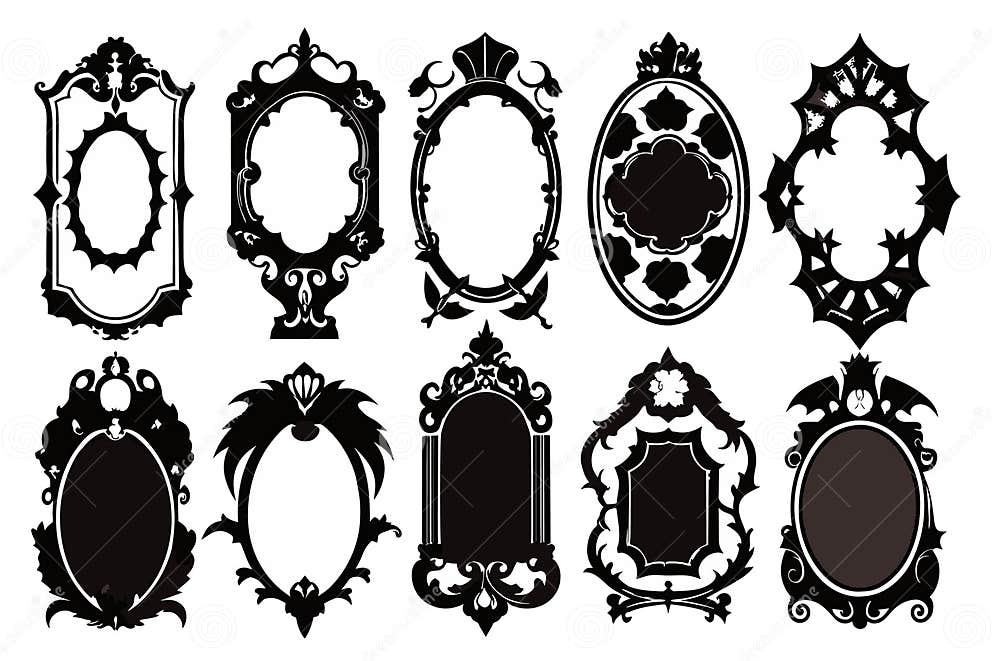 Set-14-gothic-frames-white-background.eps Stock Vector - Illustration of ornament, vintage ...