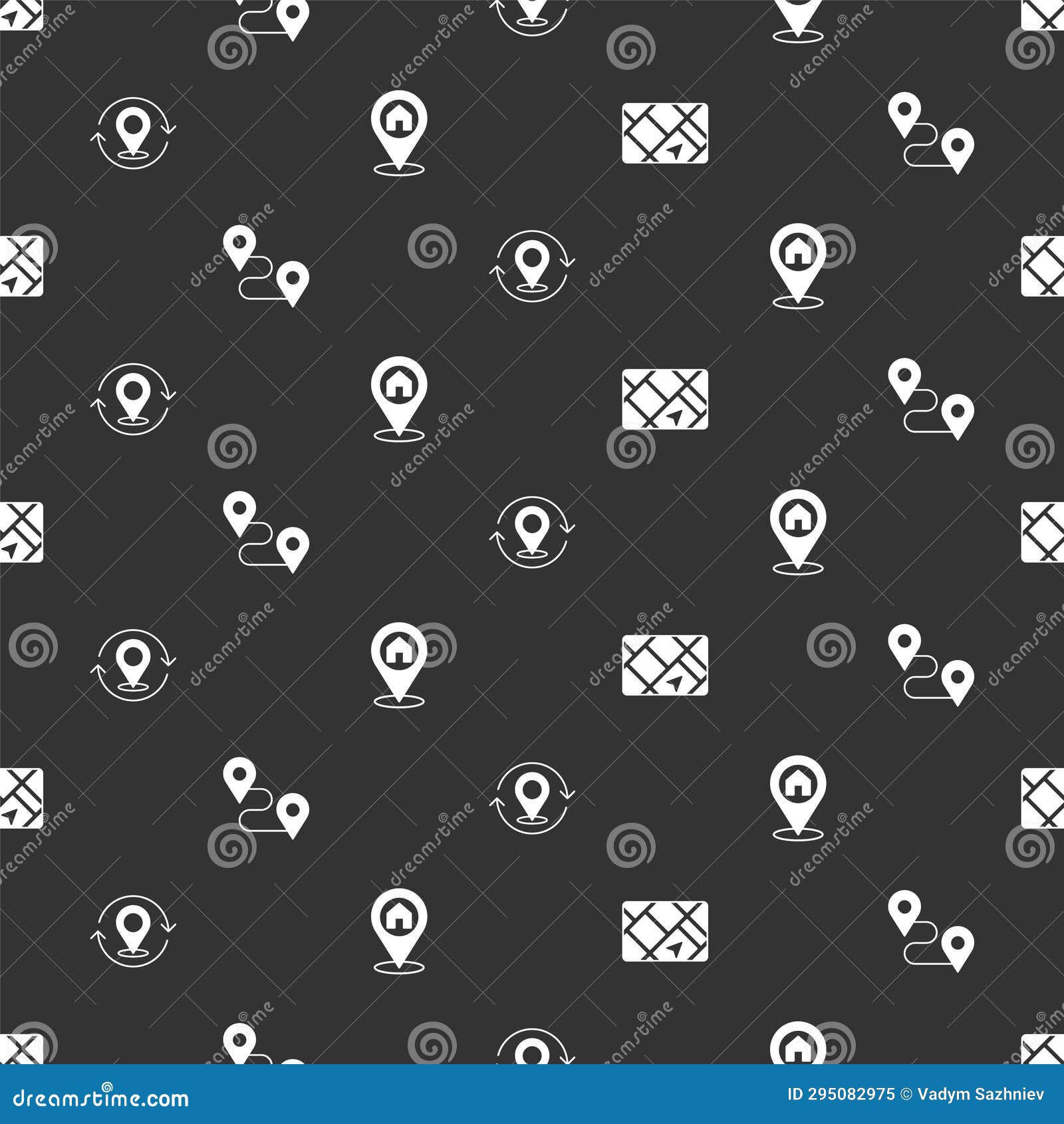 Set Gps Device with Map, Route Location, Map Pin and Location House on ...