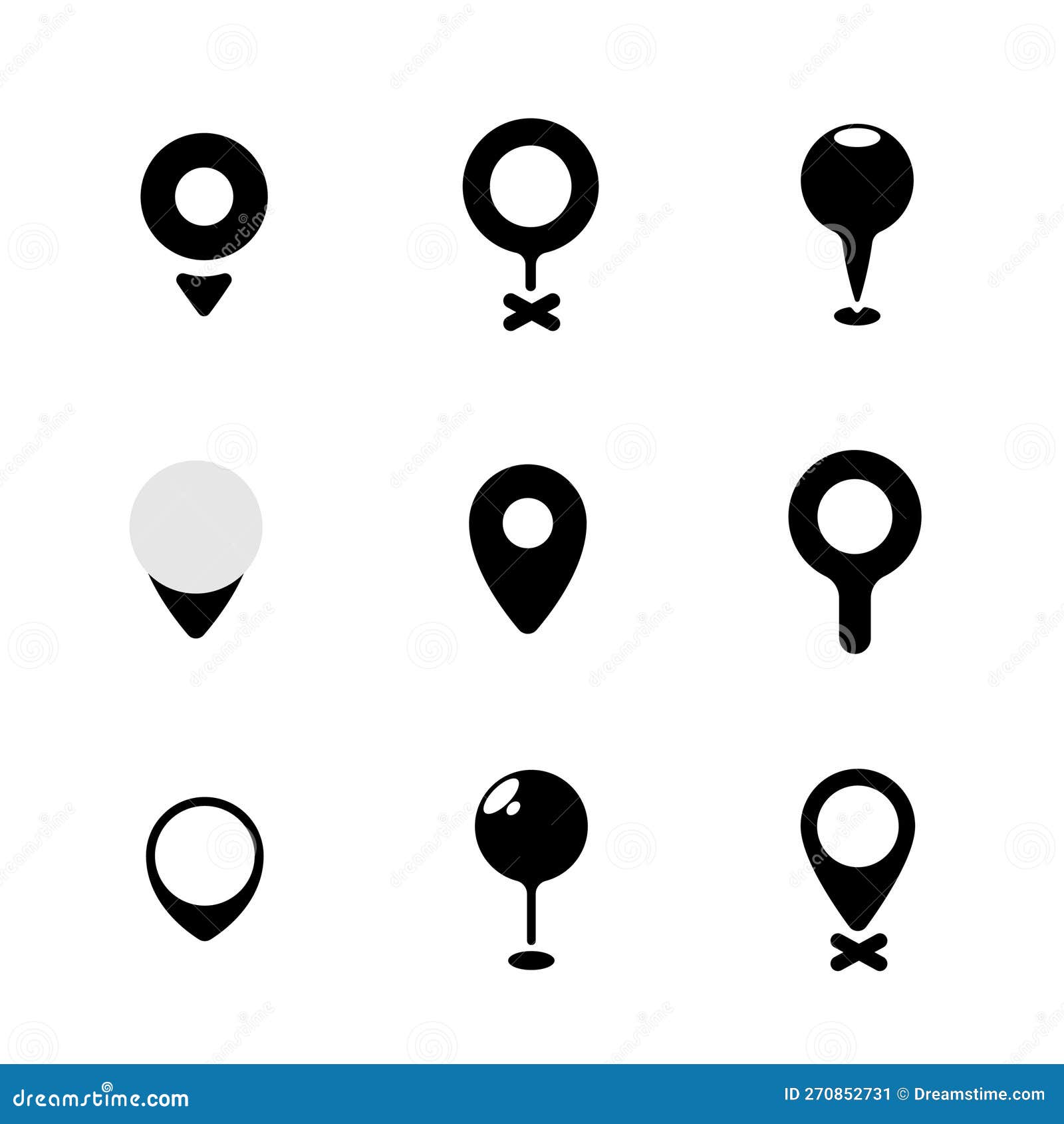 Set of GPS Pins Illustration Stock Vector - Illustration of design ...