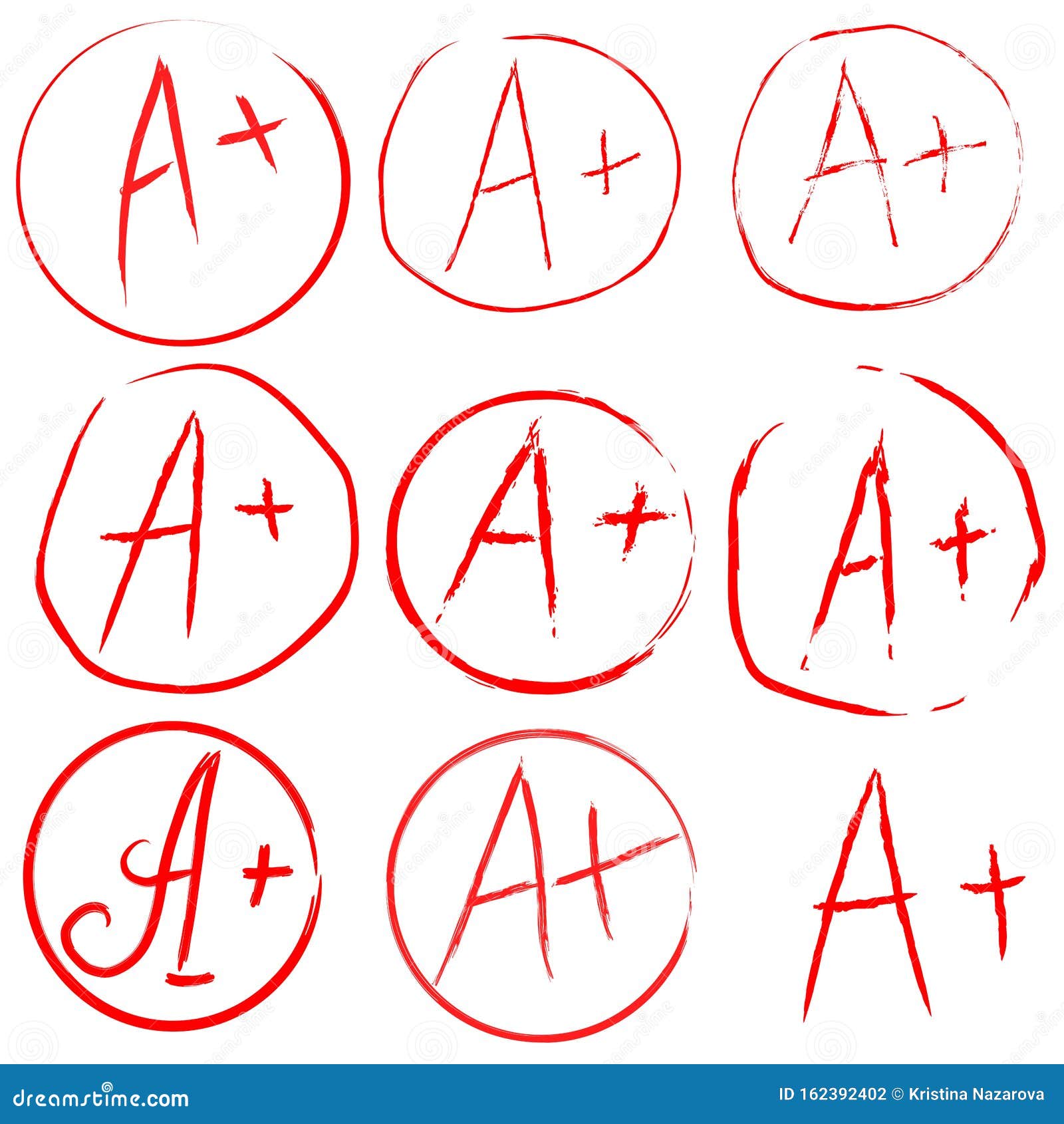 School Grade Results Vector Icons. Letters And Plus Grades Marks Red ...