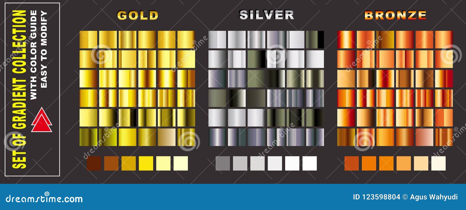 Set of Gradient Collection with Color Guide. Stock Illustration ...