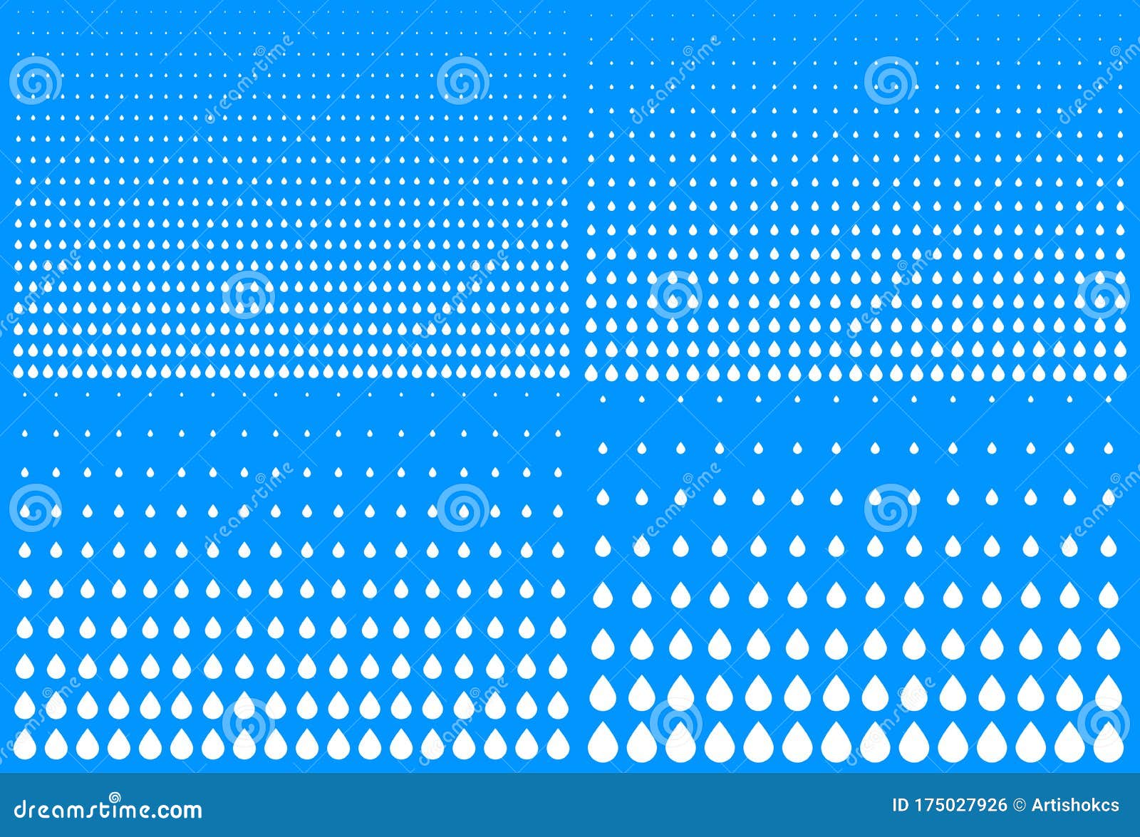 Set of Gradient Halftone Drip Dots Background. Water Halftone Drops ...